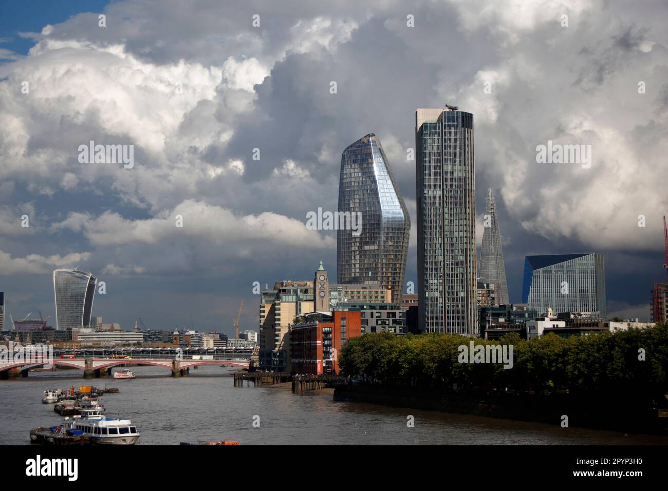 Severe stormy waeather gathering over London, number one Blackfriars ...