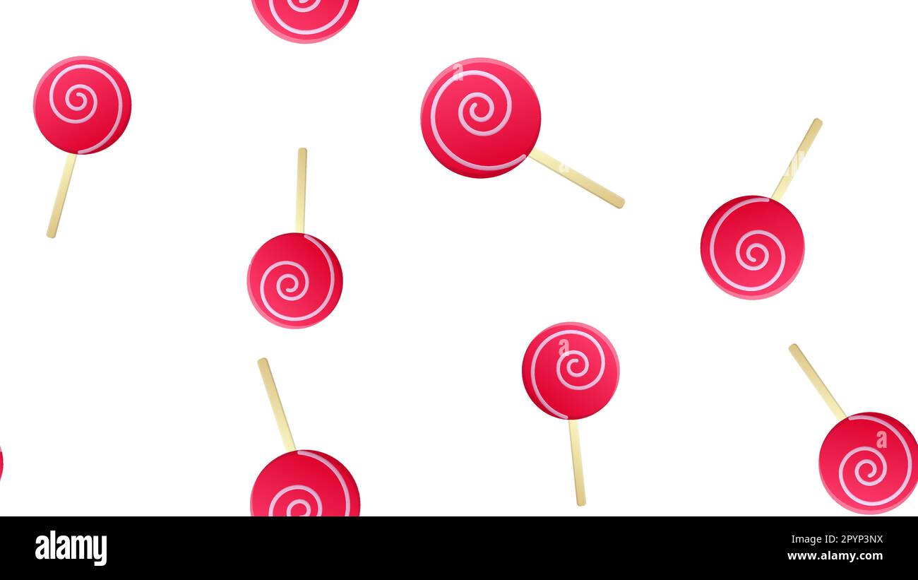 Vector pink lollipops seamless pattern. Cartoon retro red sweet candy ...
