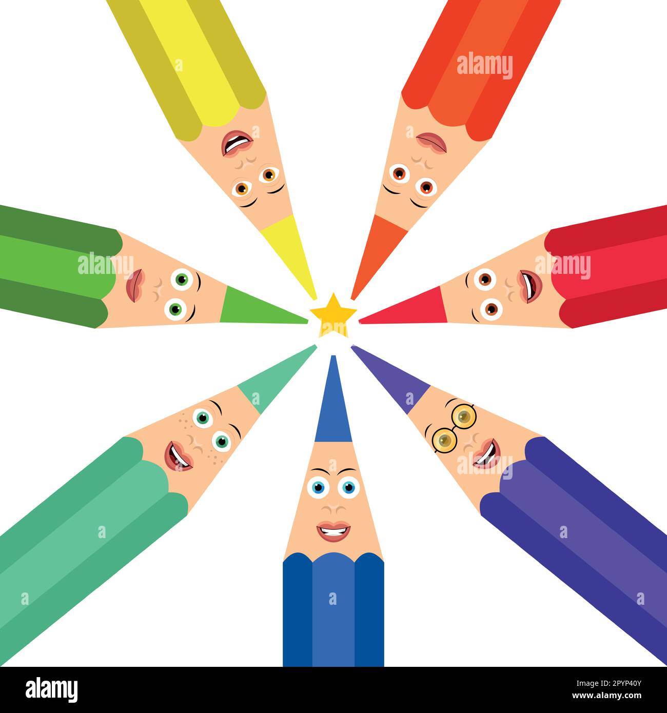 Colored pencils representing different students Stock Vector Image ...