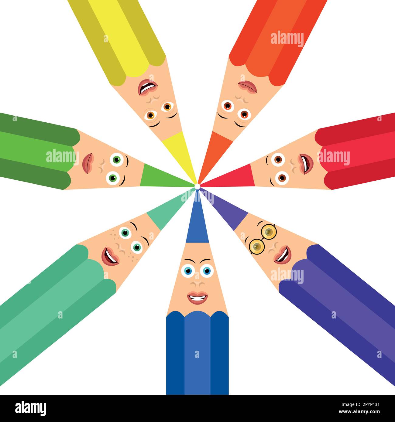 Colored pencils representing different students Stock Vector Image ...