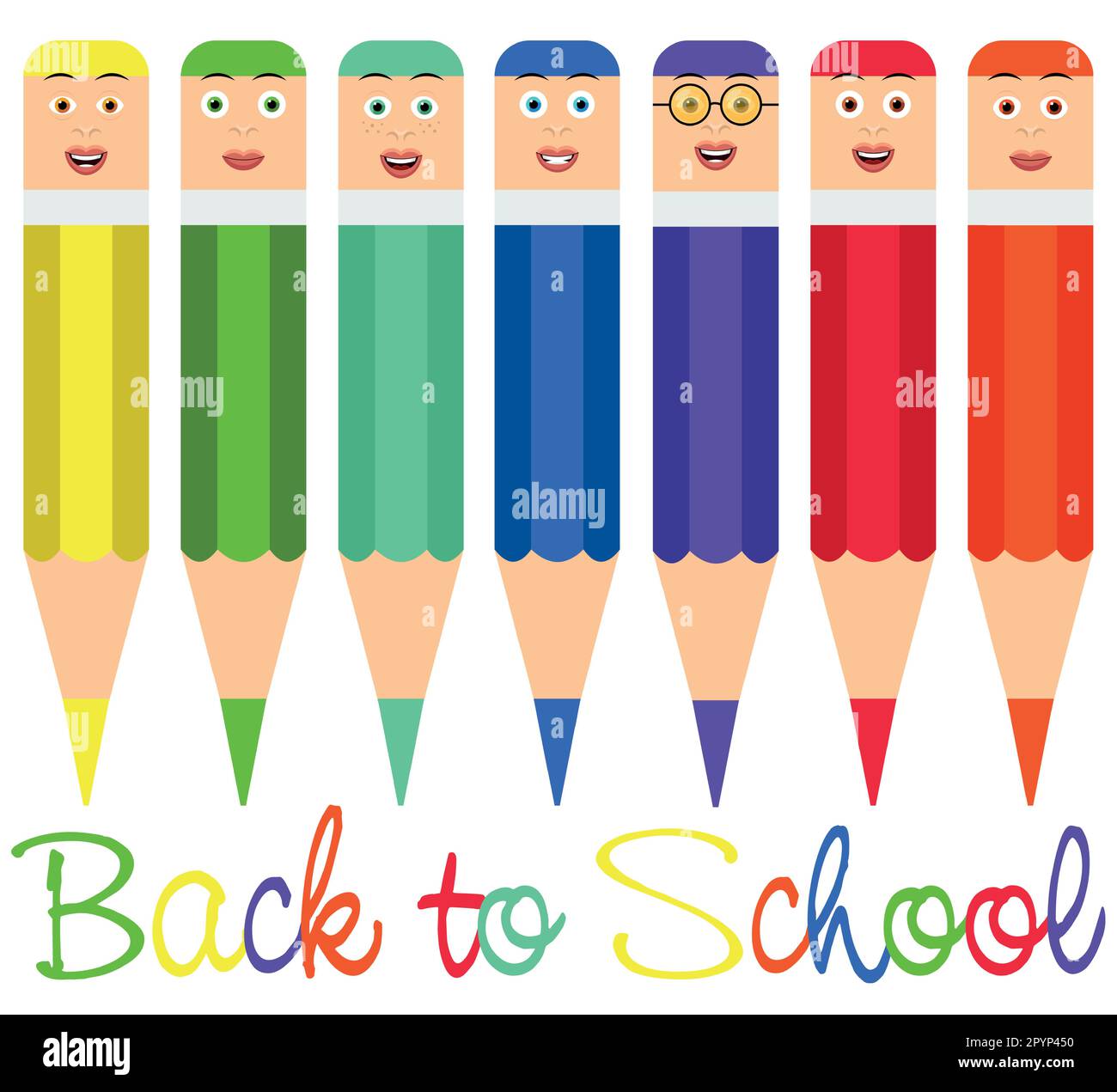 Colored pencils representing different students Stock Vector Image ...