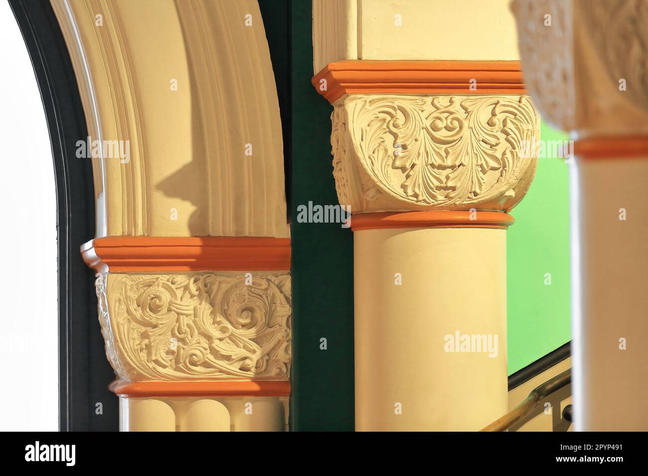 632 Capitals of the Romanesque revival style inside the Queen Victoria ...