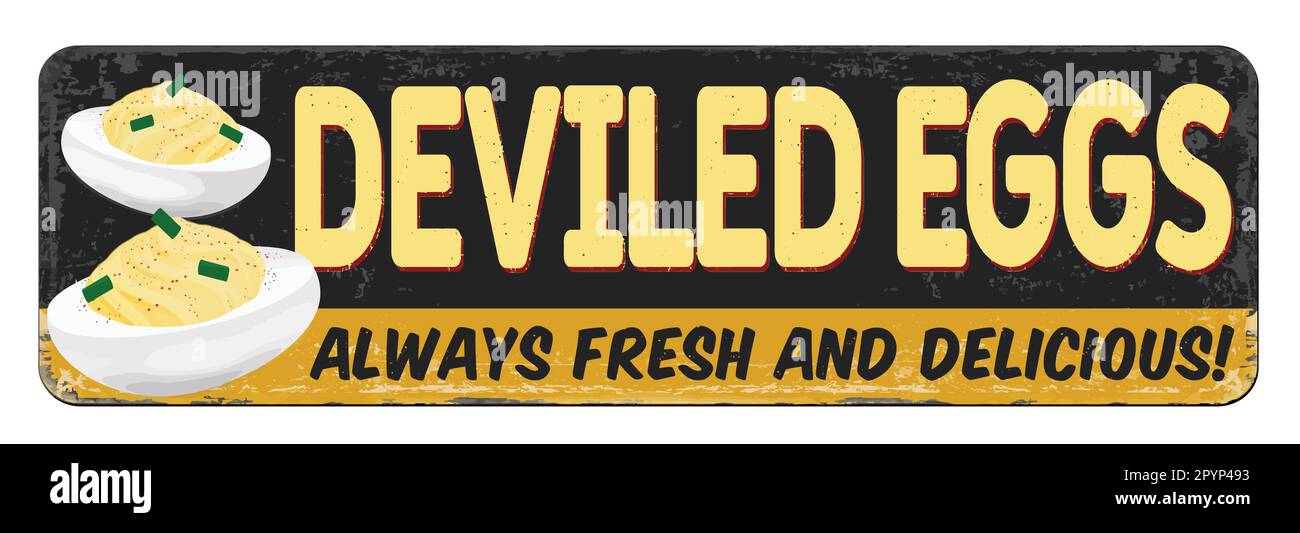 Deviled eggs vintage rusty metal sign on a white background, vector ...