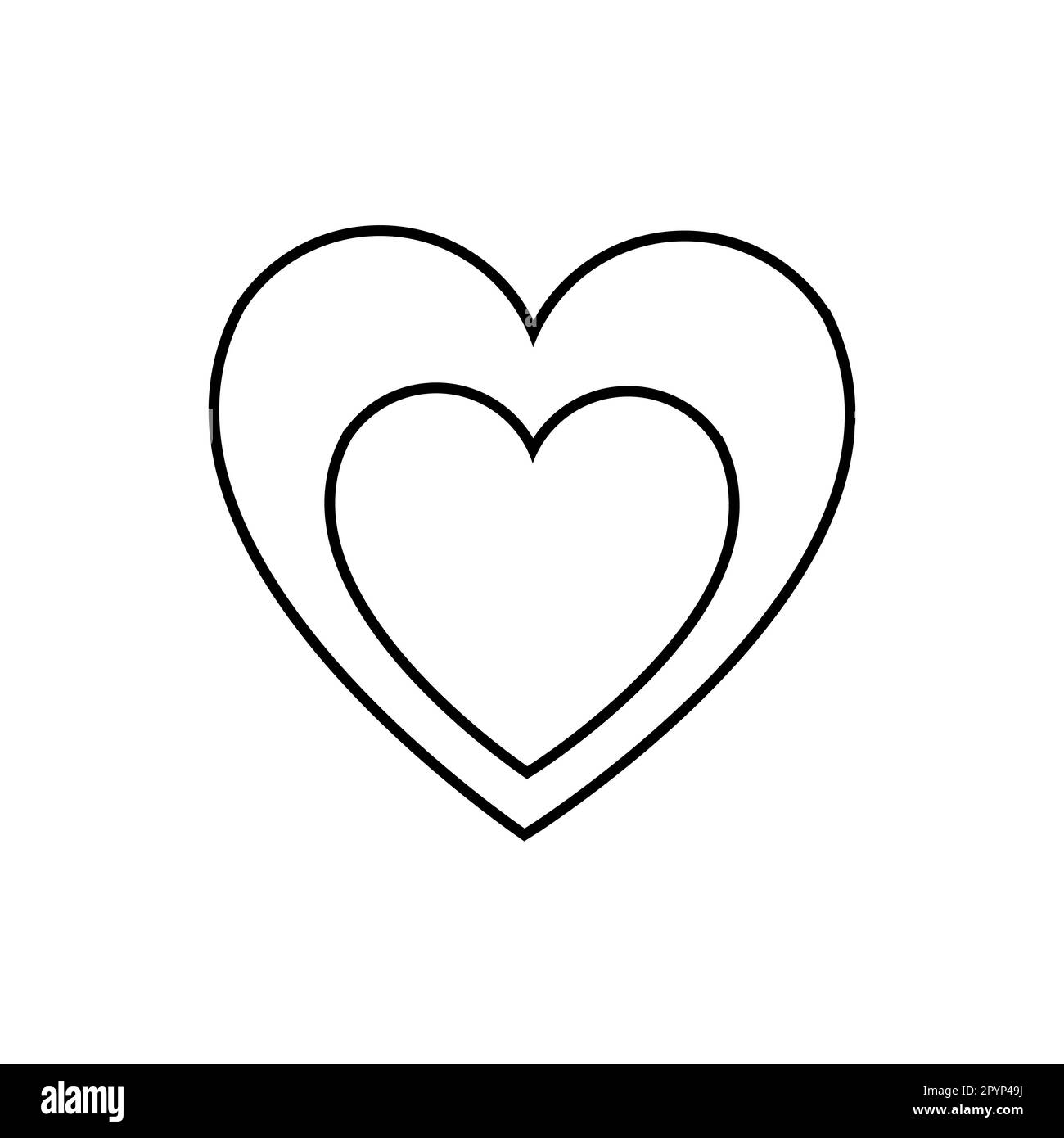 Black Double Heart Outline