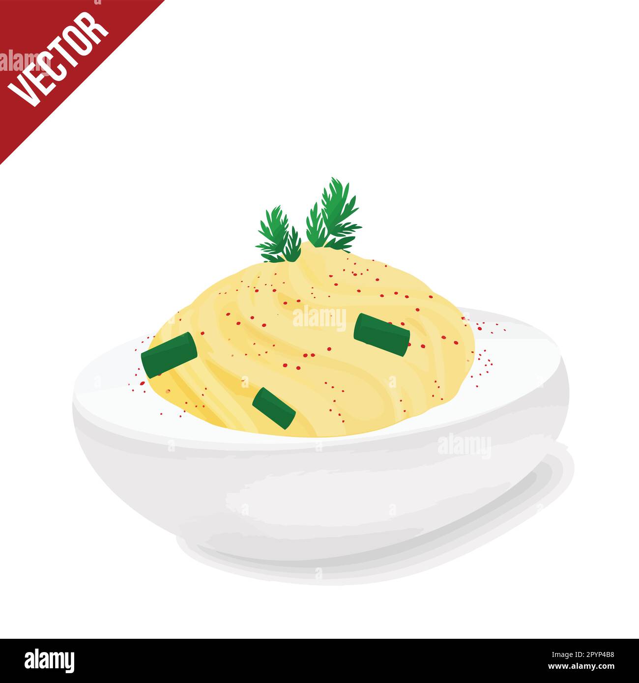Realistic deviled egg on white background, vector illustration Stock ...