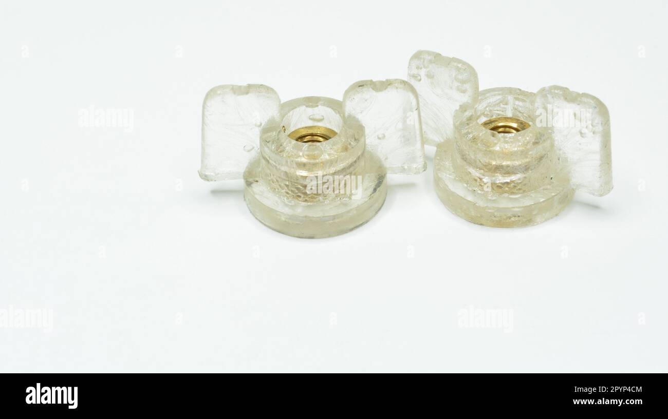 Wing nuts made of plastic and steel isolated on white background Stock ...