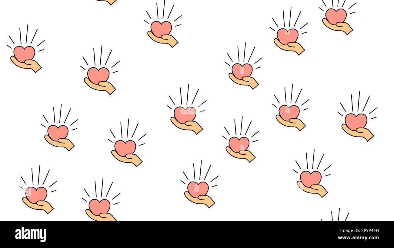 Texture endless seamless pattern from flat icons of hands and hearts ...