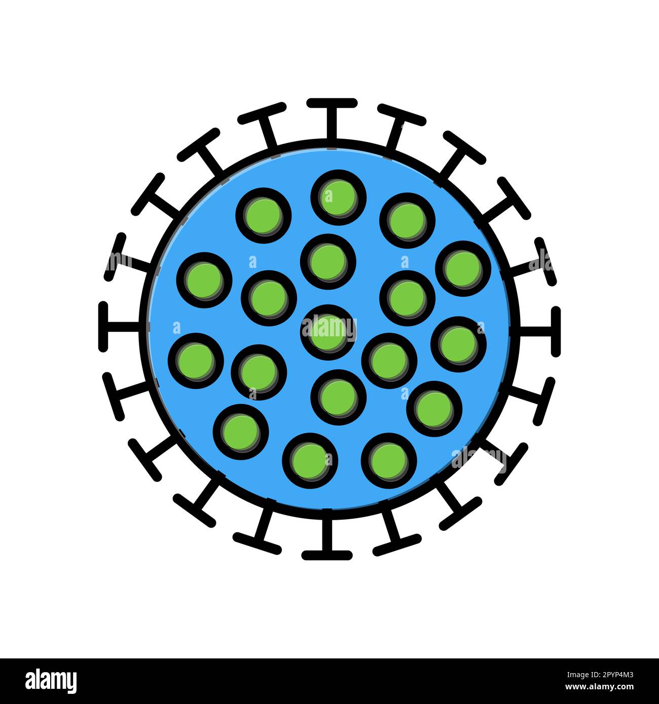 Blue icon of medical virus microbe dangerous deadly strain covid-19 ...