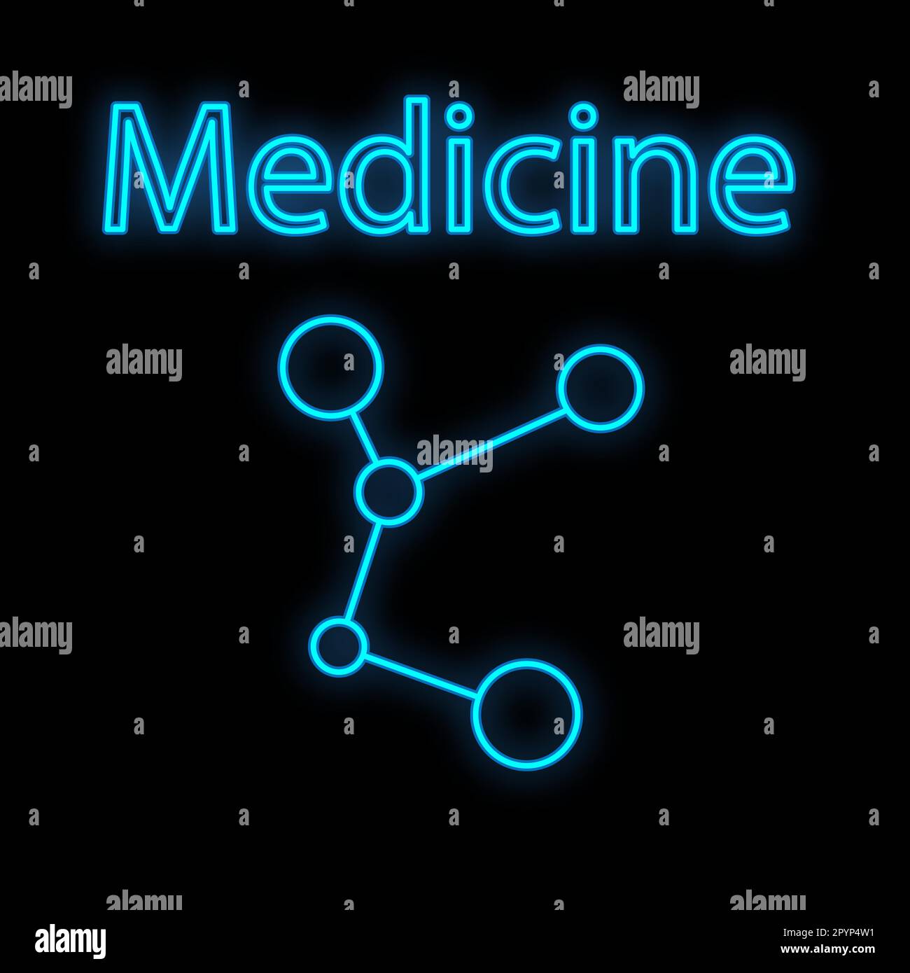 Bright luminous blue medical medical scientific digital neon sign for a ...