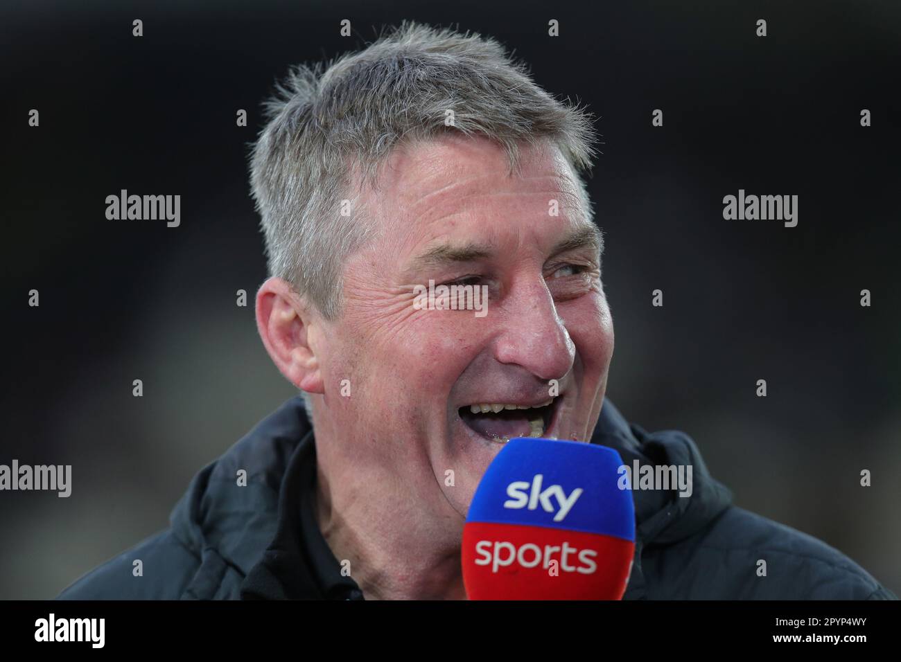 Tony Smith Head Coach of Hull FC laughs while speaking to the media ...