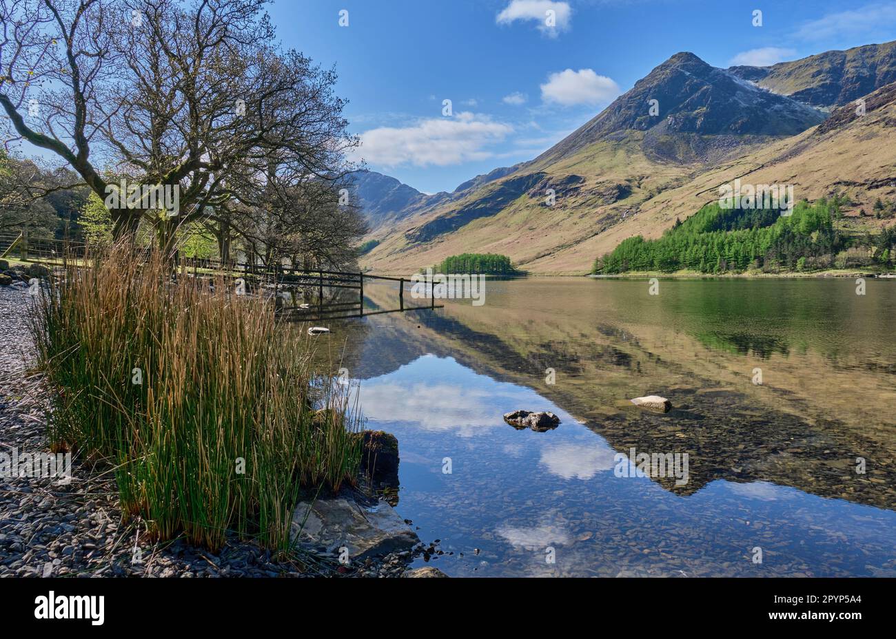 High Crag reflected in Buttermere, Lake District, Cumbria Stock Photo ...