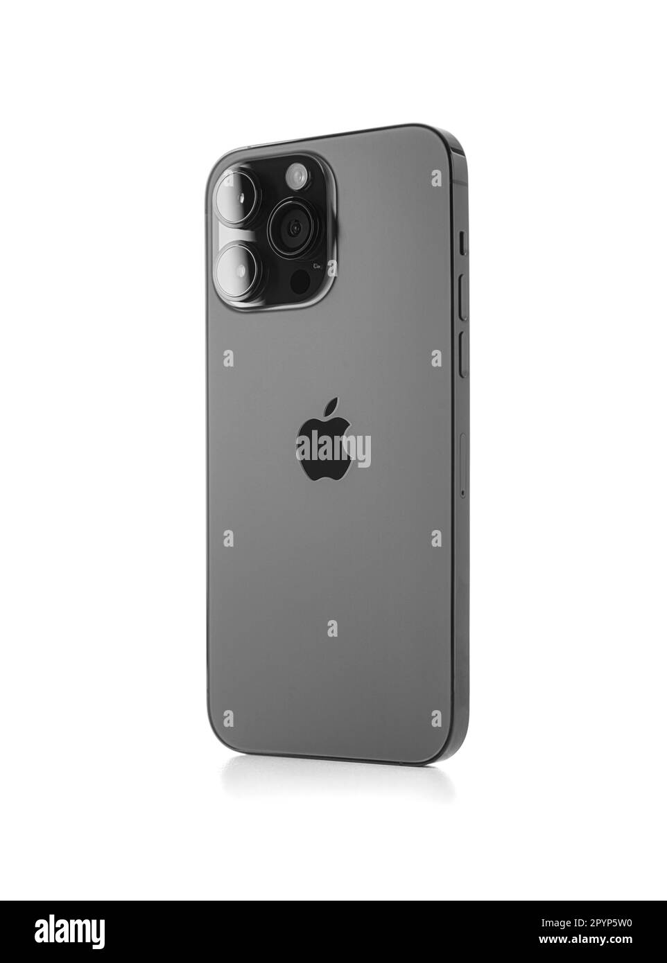 Studio shot of new Apple iPhone 14 Pro Max Space Black on a white ...