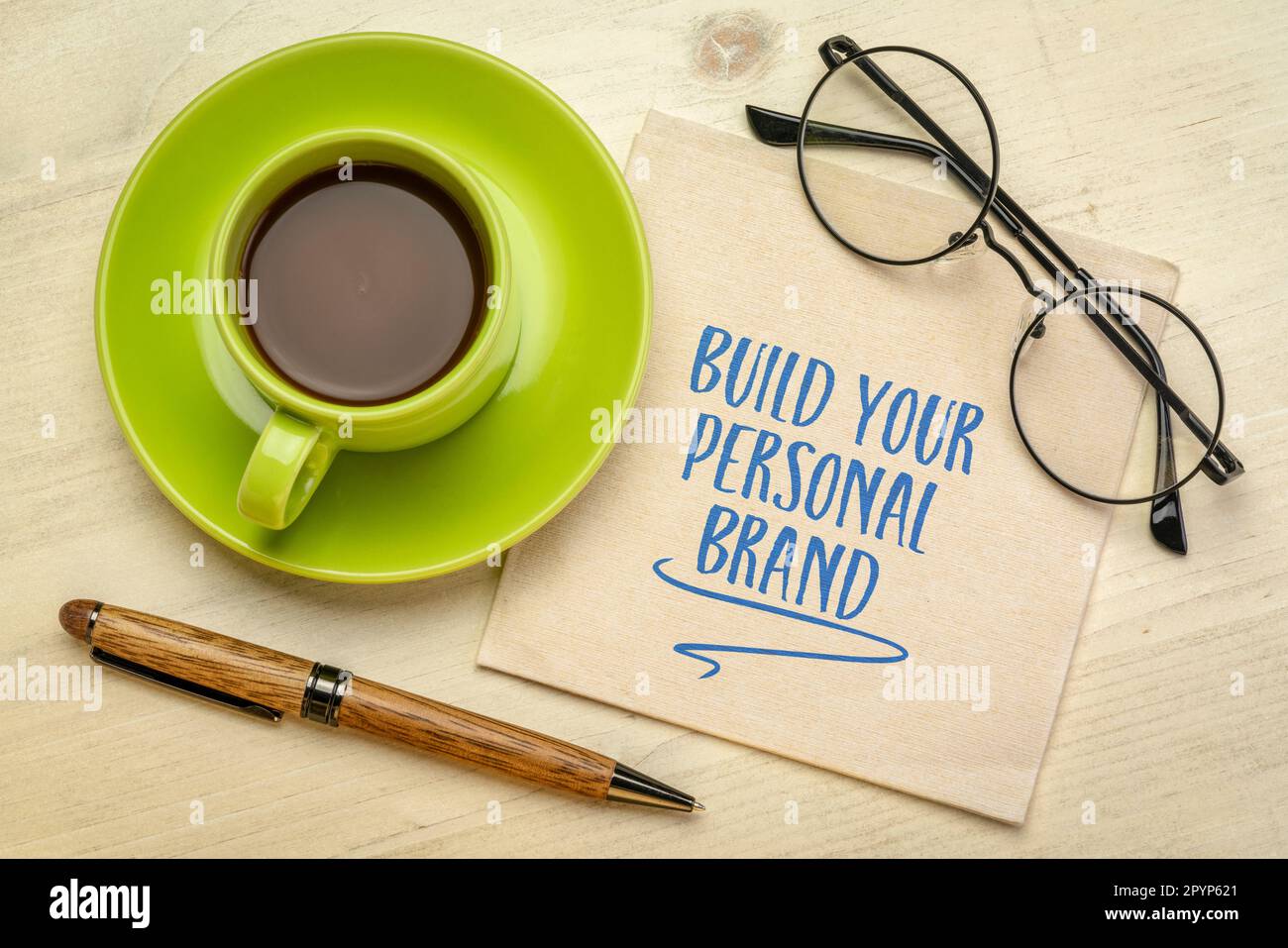 Build your personal brand motivational advice - handwriting on a napkin ...