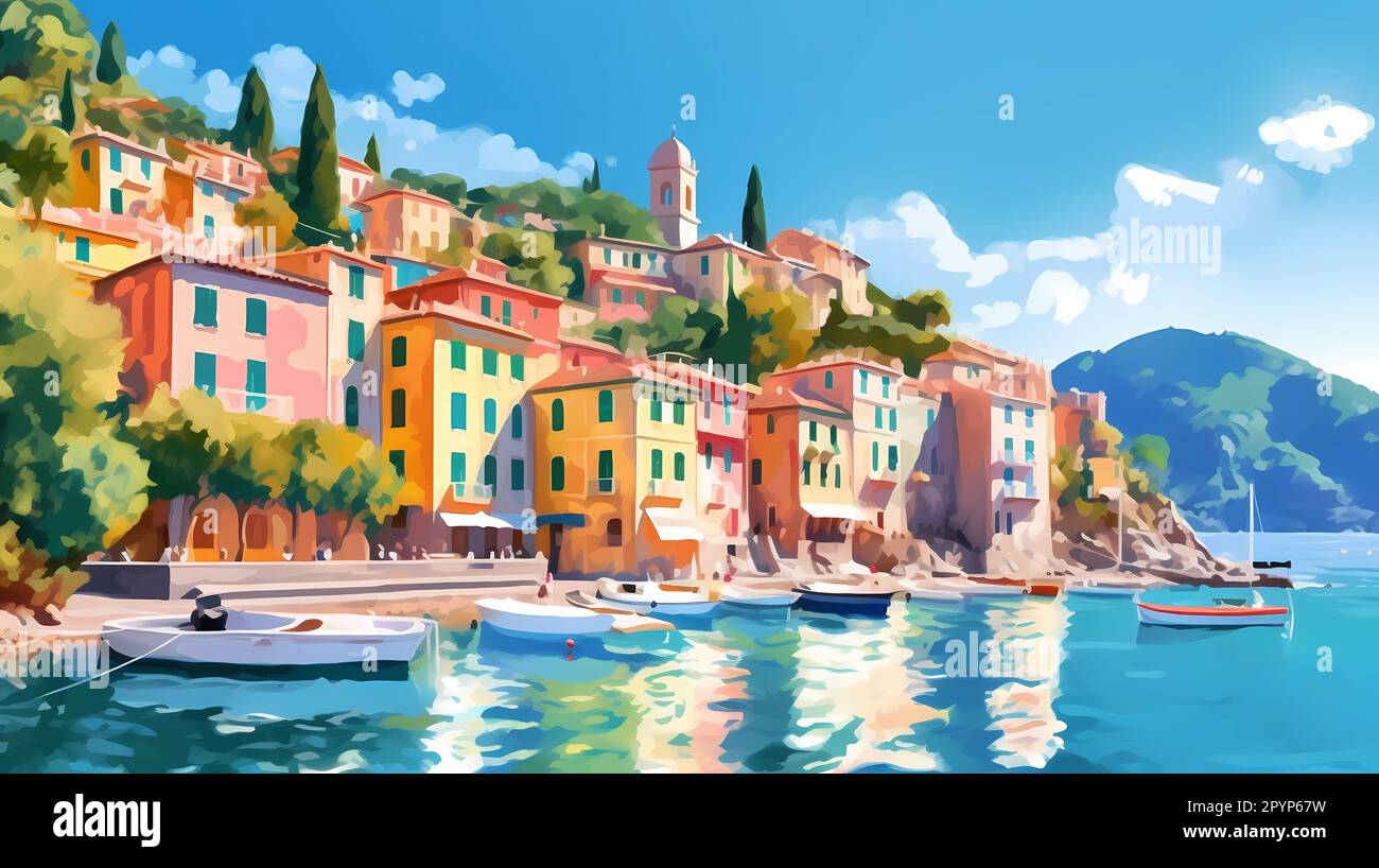 Italian riviera illustration hi-res stock photography and images - Alamy