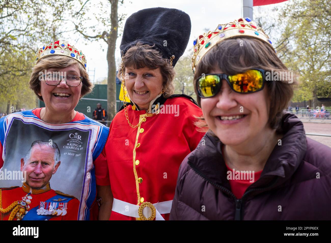 London, UK. 4 May 2023. Royal superfans arrive early on The Mall ...