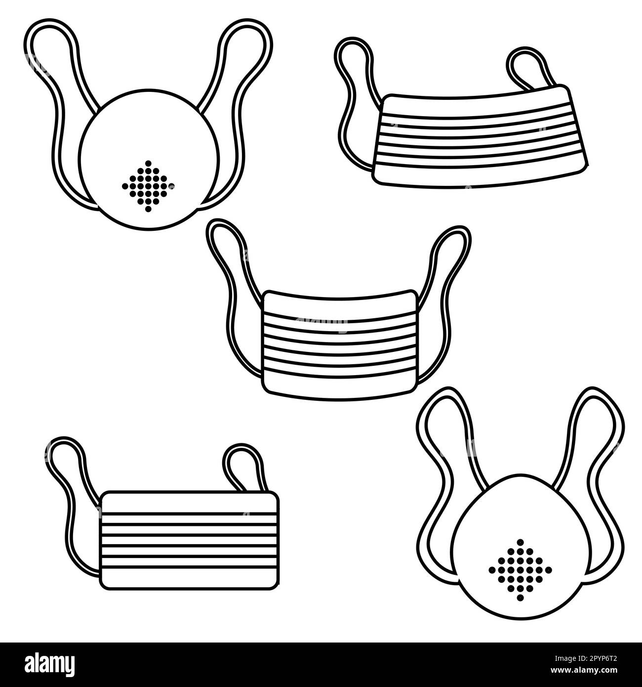 A set of black and white icons of protective gauze paper medical ...