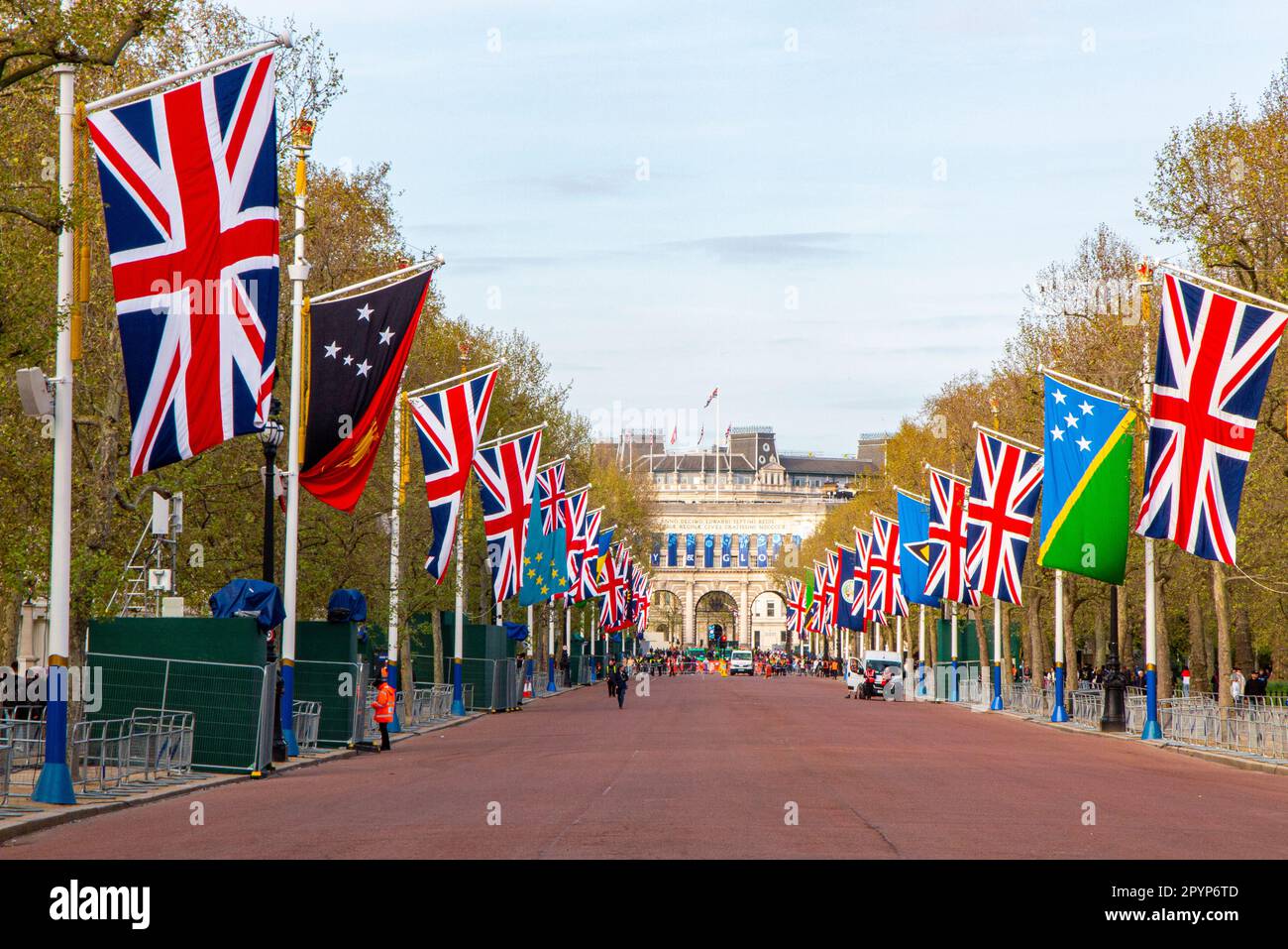 Flags hung for the coronation of King Charles III on Saturday 6th May ...