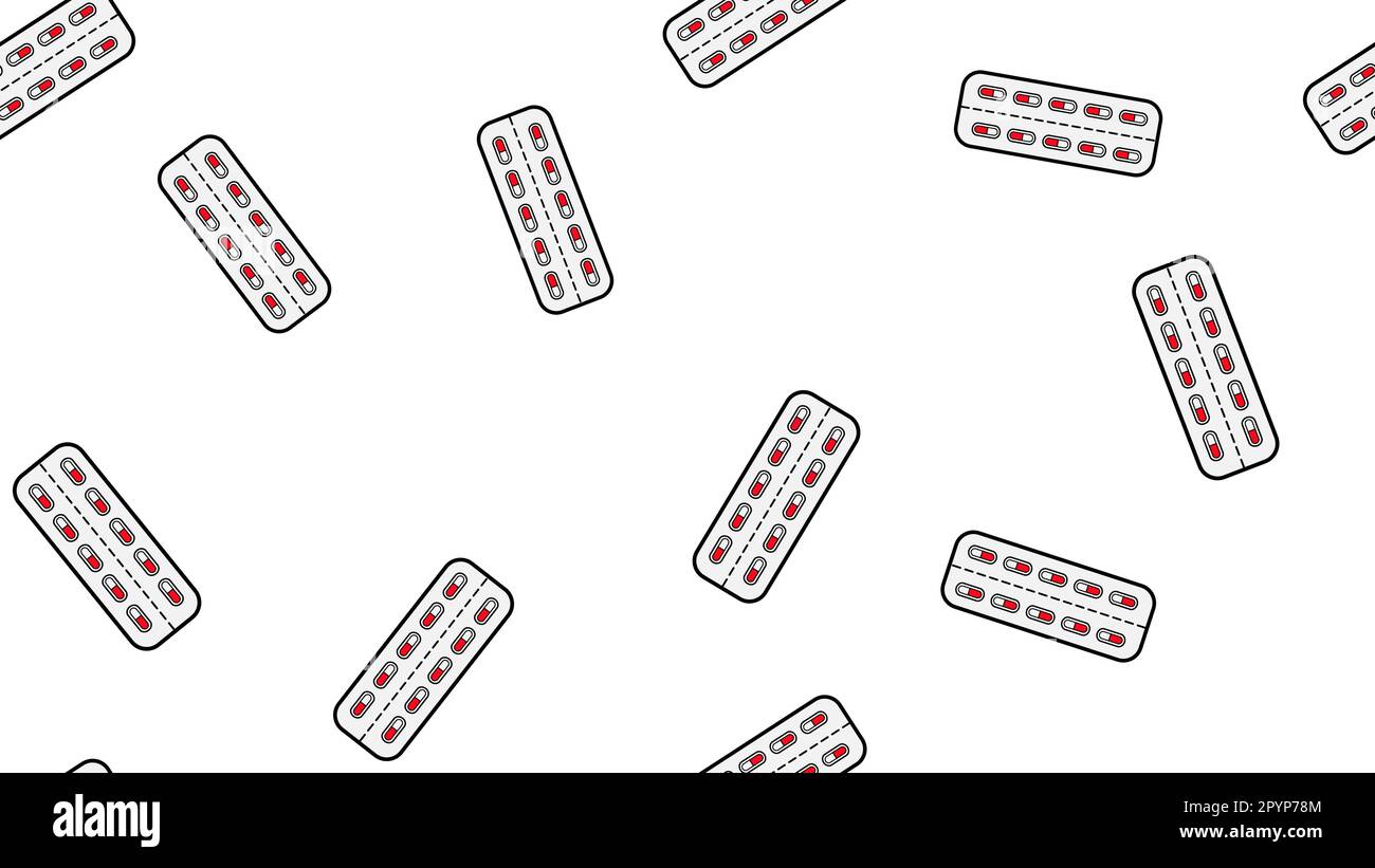 Seamless pattern endless texture of red medical medicinal pharmaceptic ...