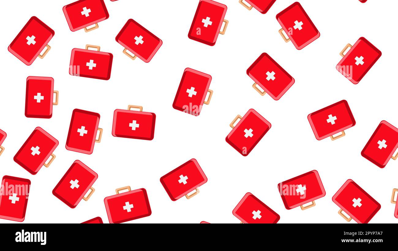 Seamless pattern texture of red medical pharmaceptic first aid kits ...