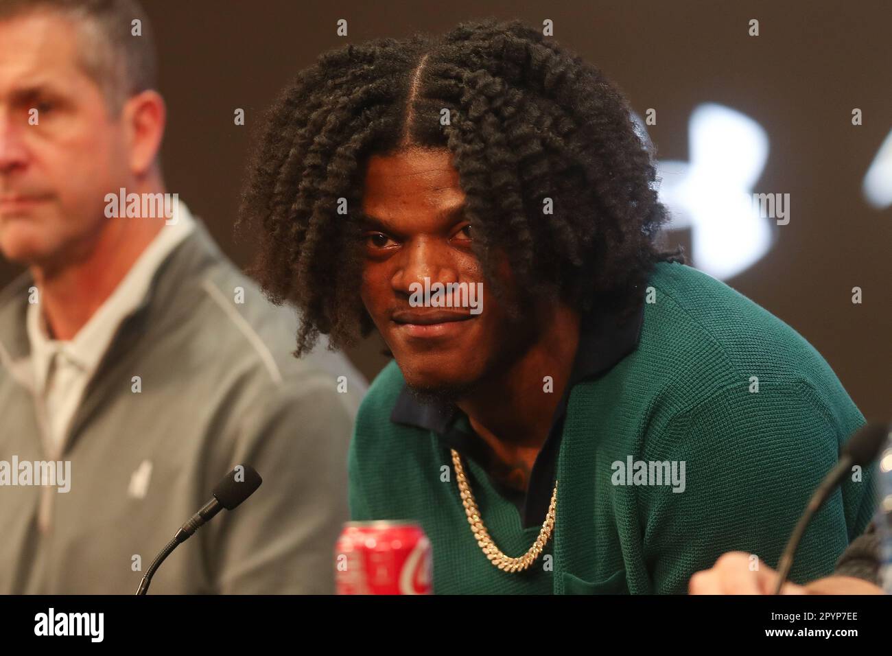 Owings Mills, MD, USA. 4th May, 2023. Baltimore Ravens QB Lamar Jackson ...