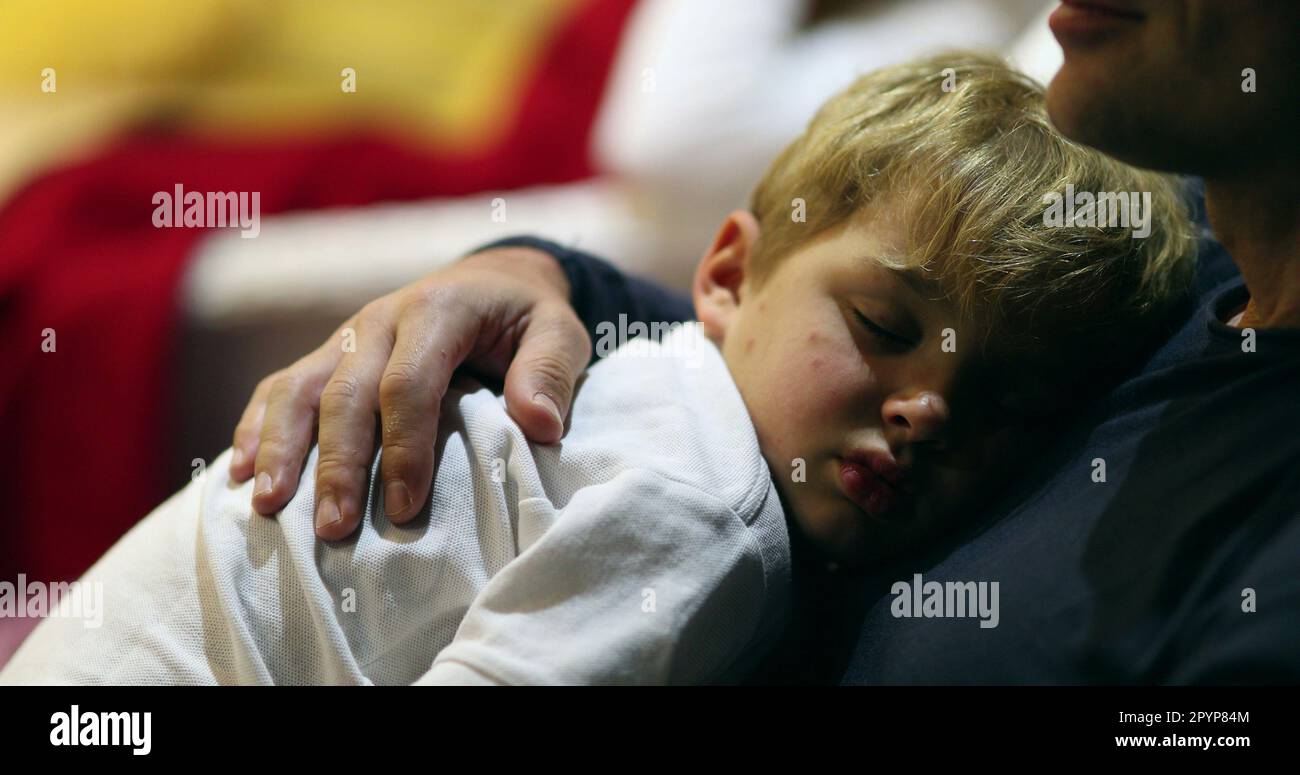 Child sleeping on father chest hi-res stock photography and images - Alamy