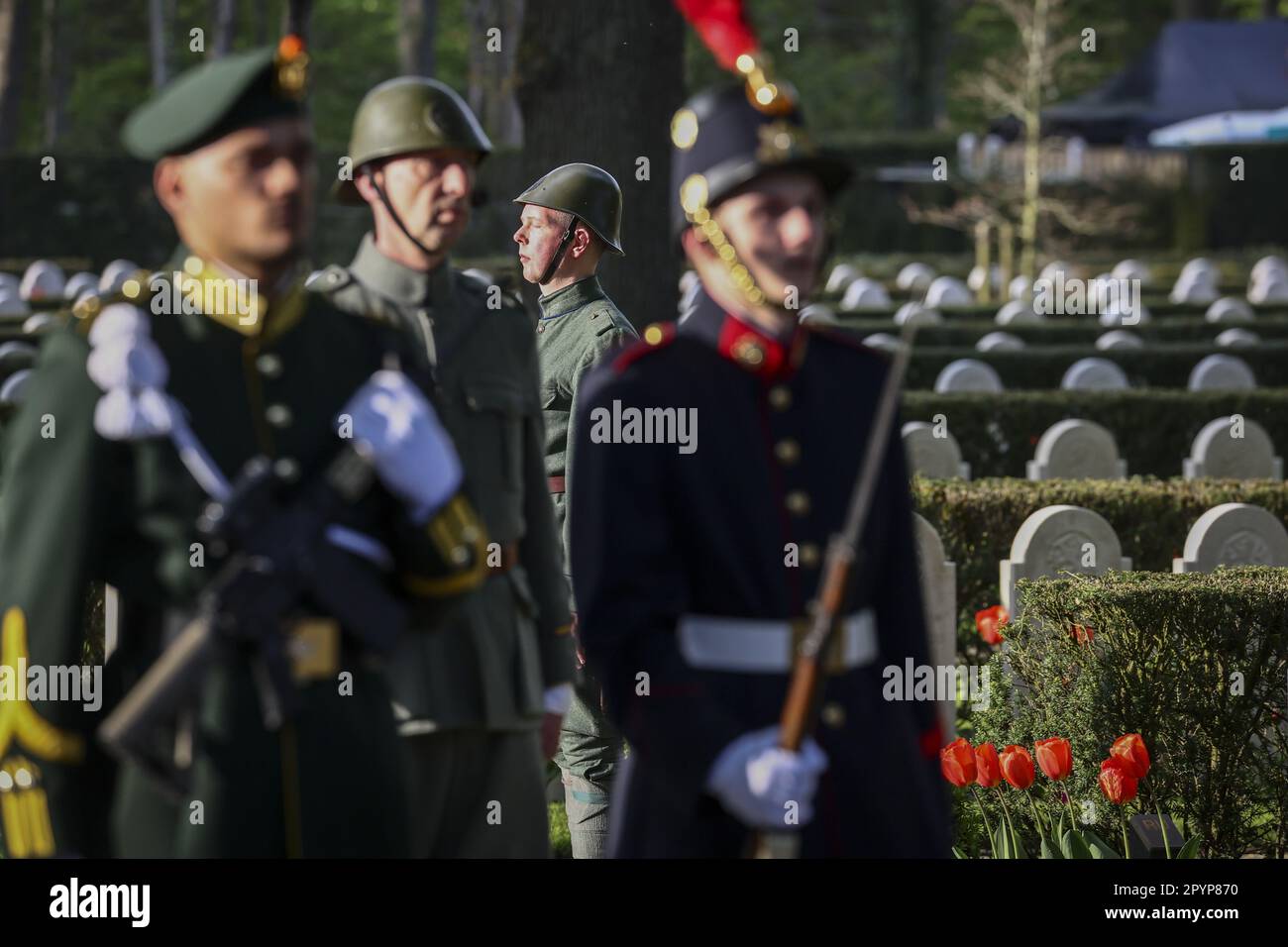 RHENEN - 04/05/2023, Atmospheric image of a historic guard of honor at ...