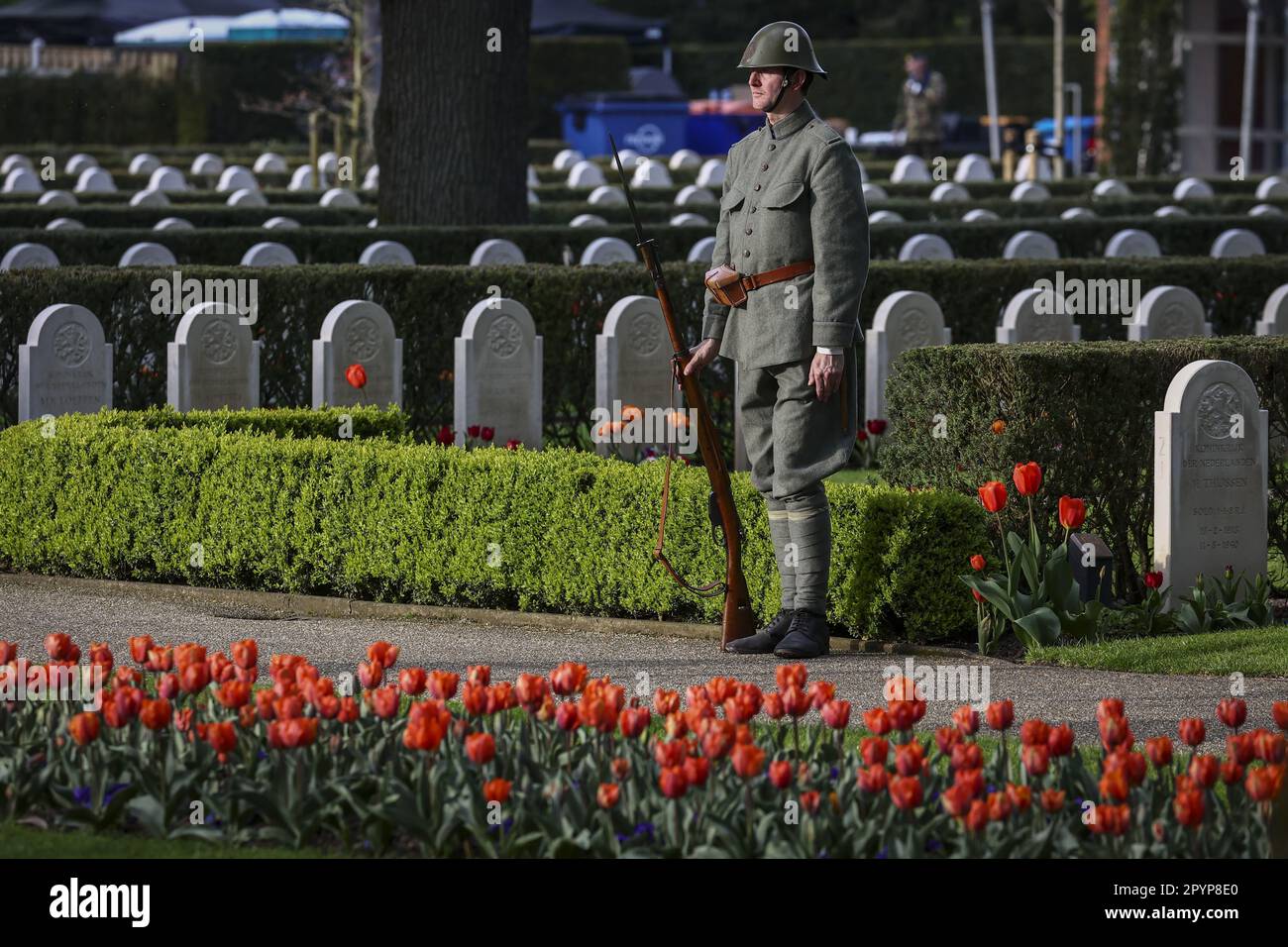 RHENEN - 04/05/2023, Atmospheric image of a historic guard of honor at ...