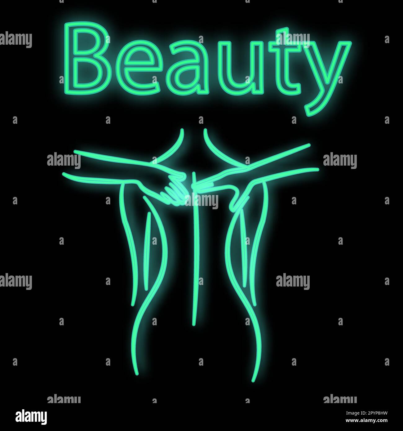 Bright Luminous Green Neon Sign For A Massage Parlor Beautiful Brilliant Beauty Spa With A