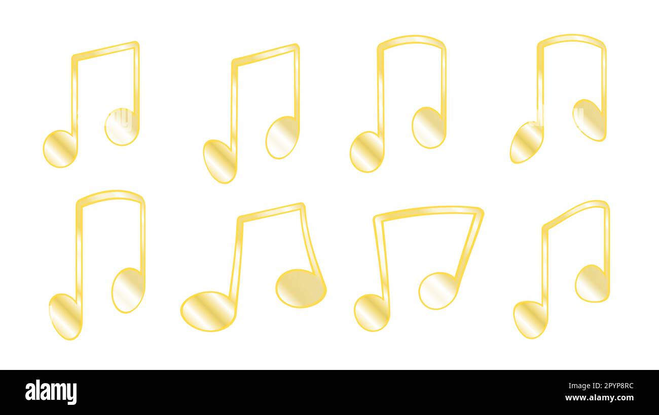 Set of 8 golden yellow ribs or knitting, fatty lines that connect the ...