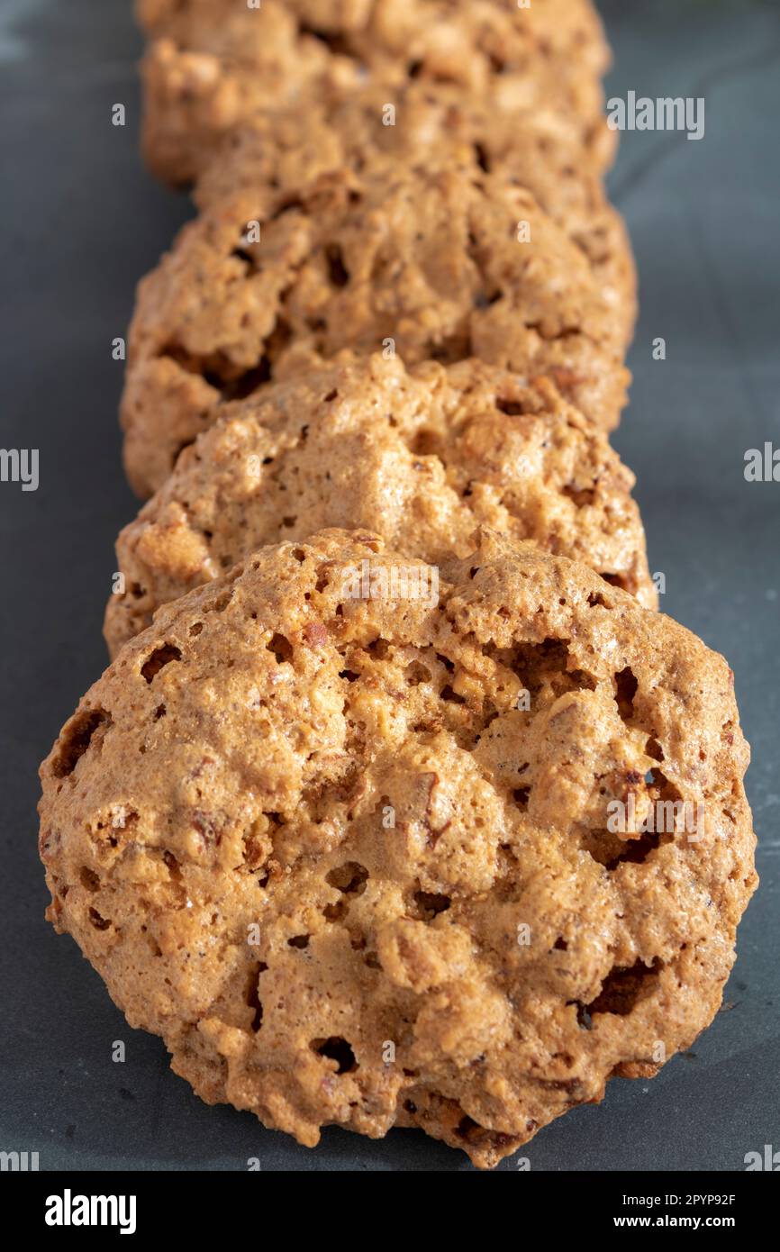 Caprichos de Santiago. almond cookies, sugar and eggs. Concept of ...