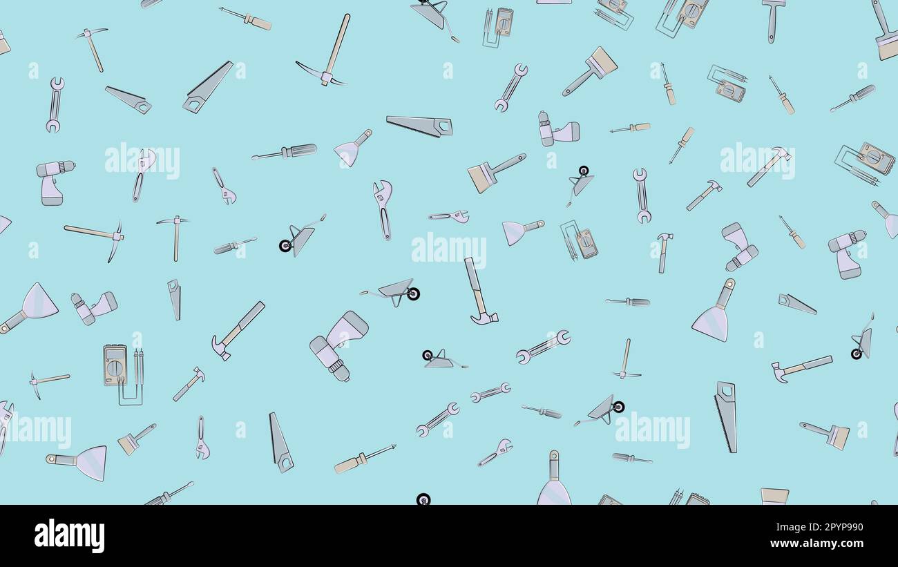 Texture, seamless pattern from a set of construction tools for repair ...