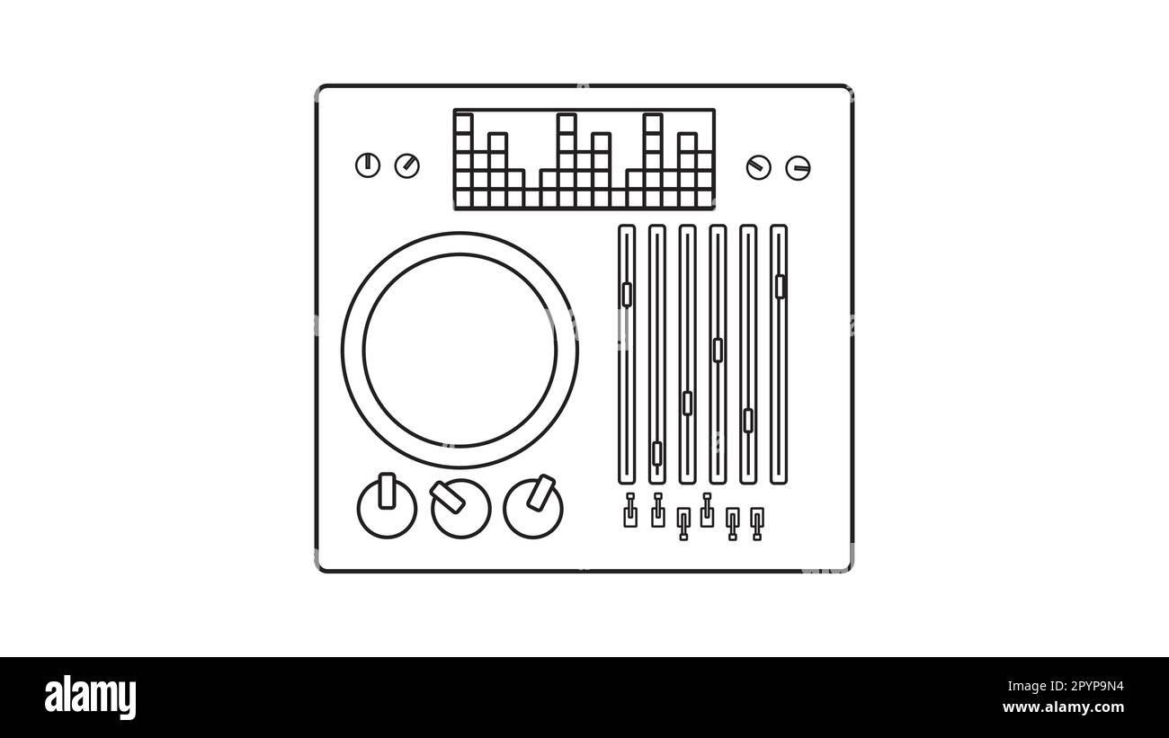 Old retro vintage audio music equipment vinyl dj board with sliders and ...