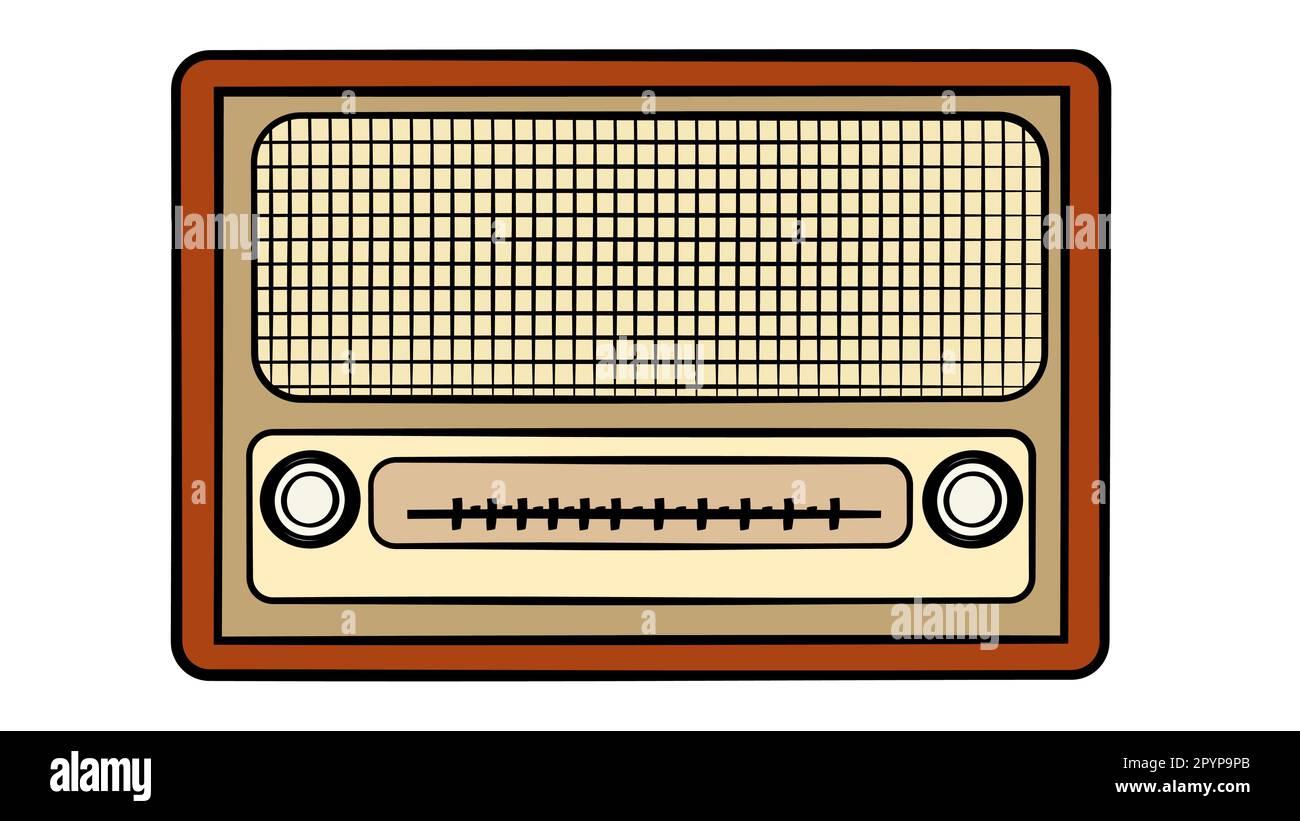 Old wooden brown retro vintage antique hipster obsolete music radio on ...