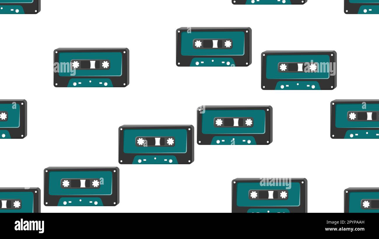 Seamless pattern endless with music audio cassettes old retro vintage ...