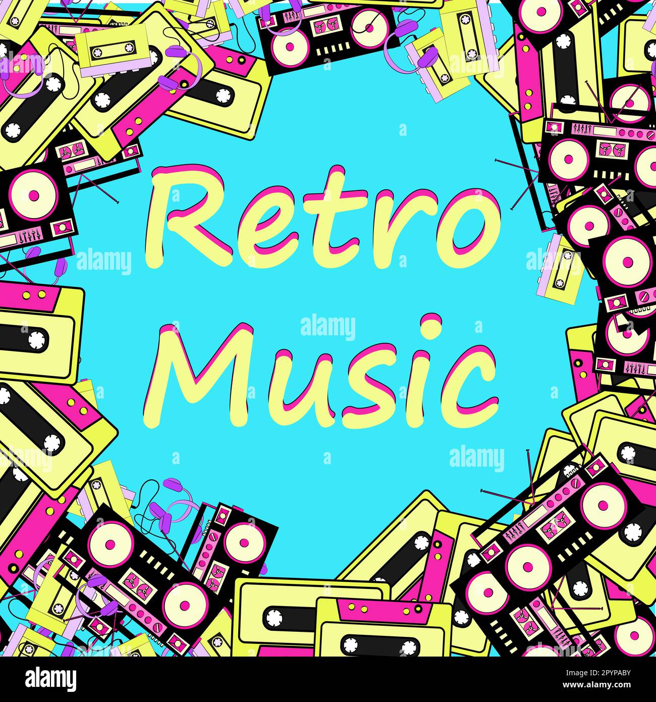 A retro music frame made from an old hipster retro technique music ...