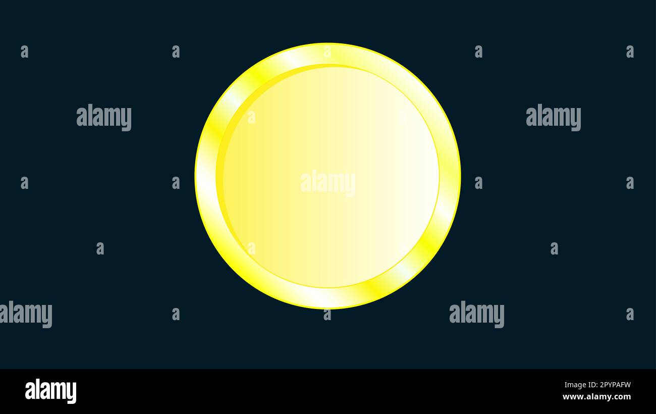 Gold metal beautiful iridescent yellow coin with voluminous edges ...