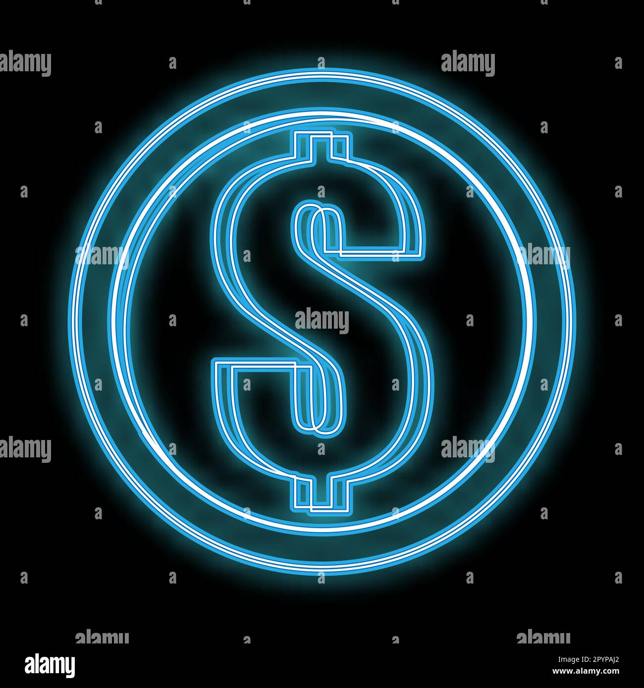Beautiful blue bright glowing abstract neon icon, signboard made from a ...