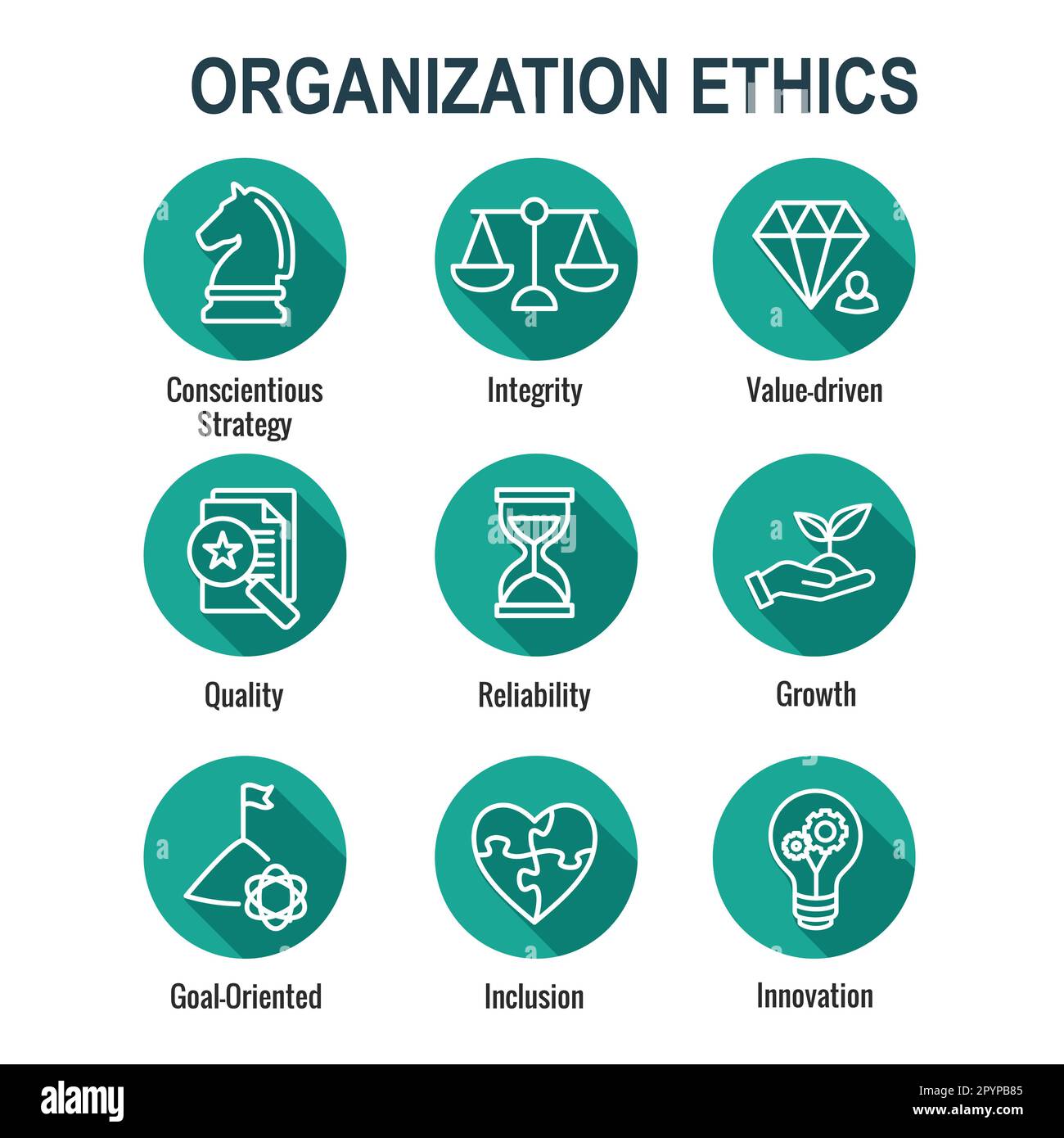 Business and Corporate Ethics Showing Company Values Outline Icon Set ...