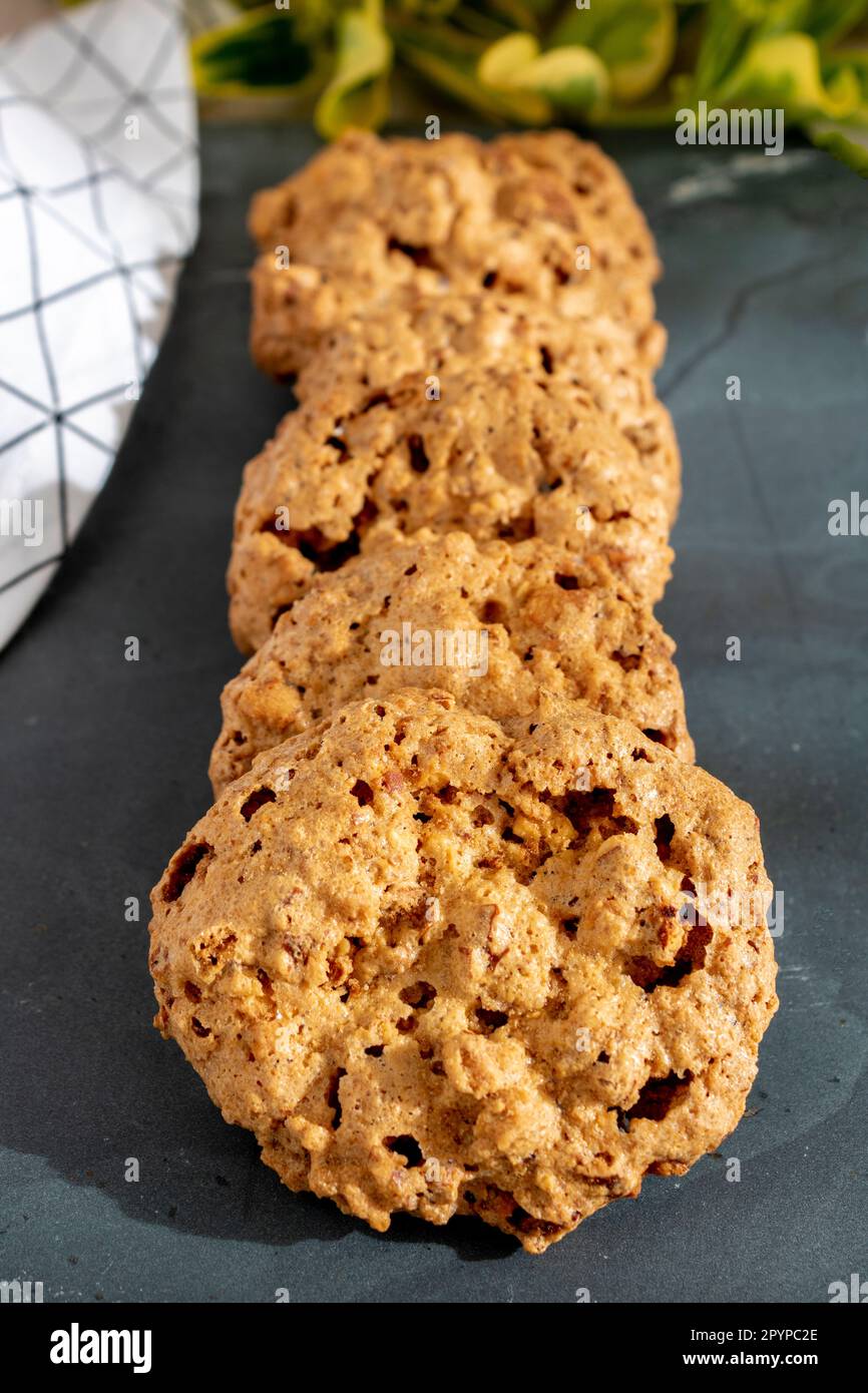 Caprichos de Santiago. almond cookies, sugar and eggs. Concept of ...