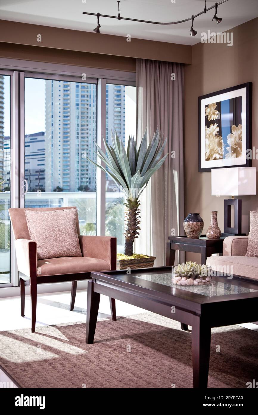 Interior Photo Of Living Room In High Rise Condo Stock Photo - Alamy