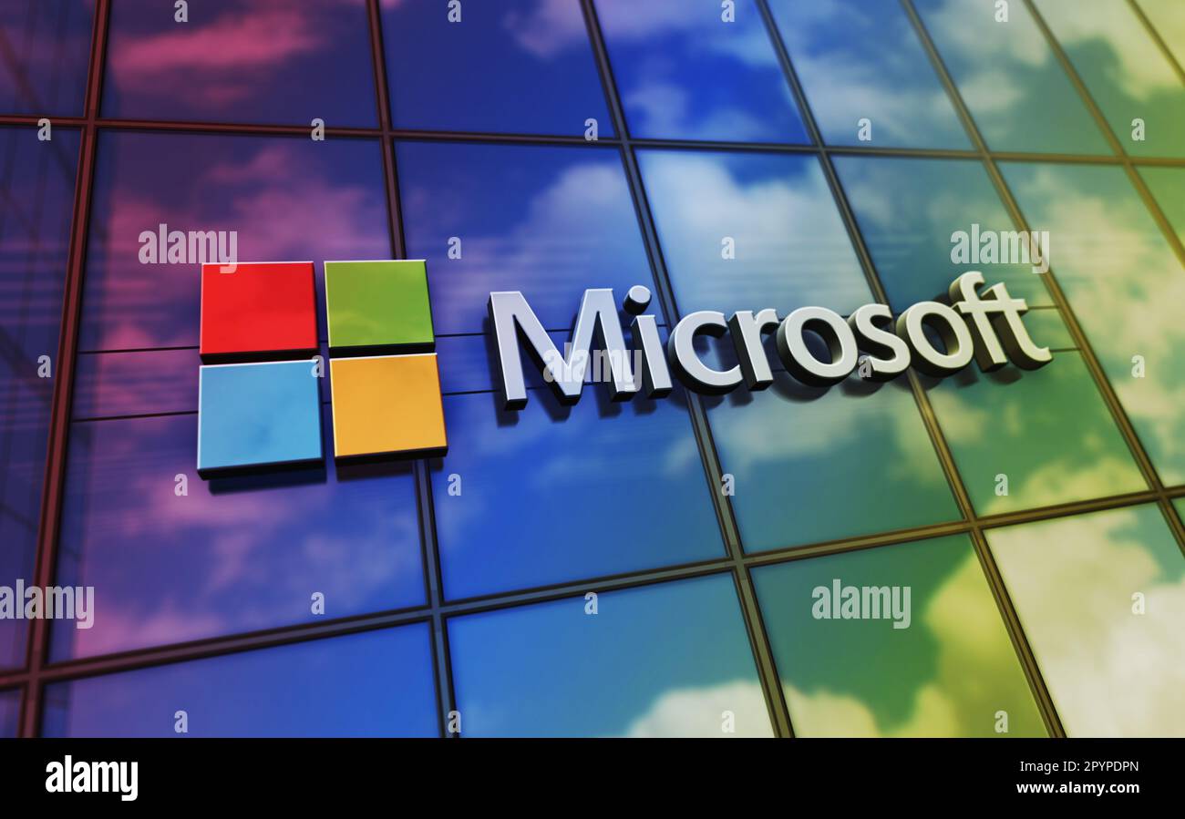 Redmond, USA, April 30, 2023: Microsoft corporation headquarters glass ...