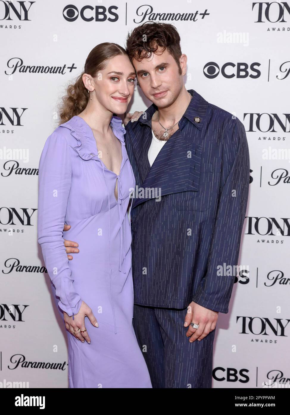 Actors Micaela Diamond, left, and Ben Platt pose during the 76th annual ...