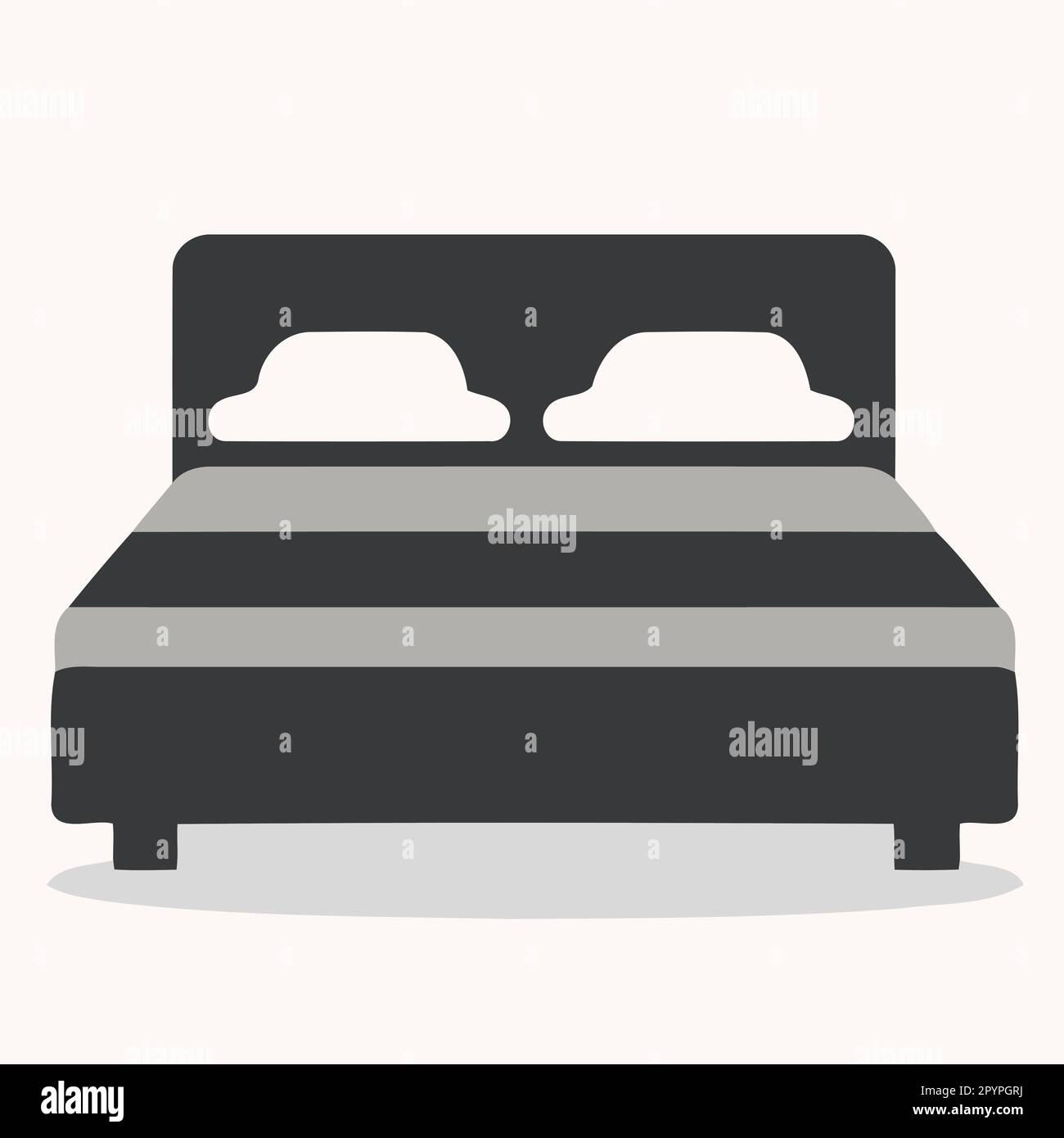 double bed with bedding and pillows minimalist vector illustration ...