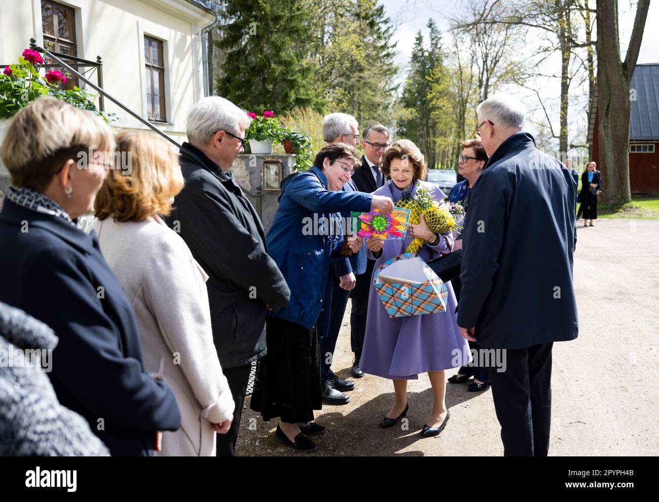 Sweden's Queen Silvia and Mrs Sirje Karis visit Tammistu Centre Estonia ...