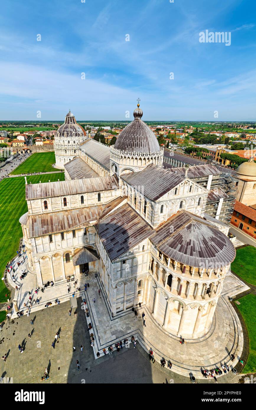 Pisa Tuscany Italy. Aerial view of Piazza dei Miracoli (Square of ...