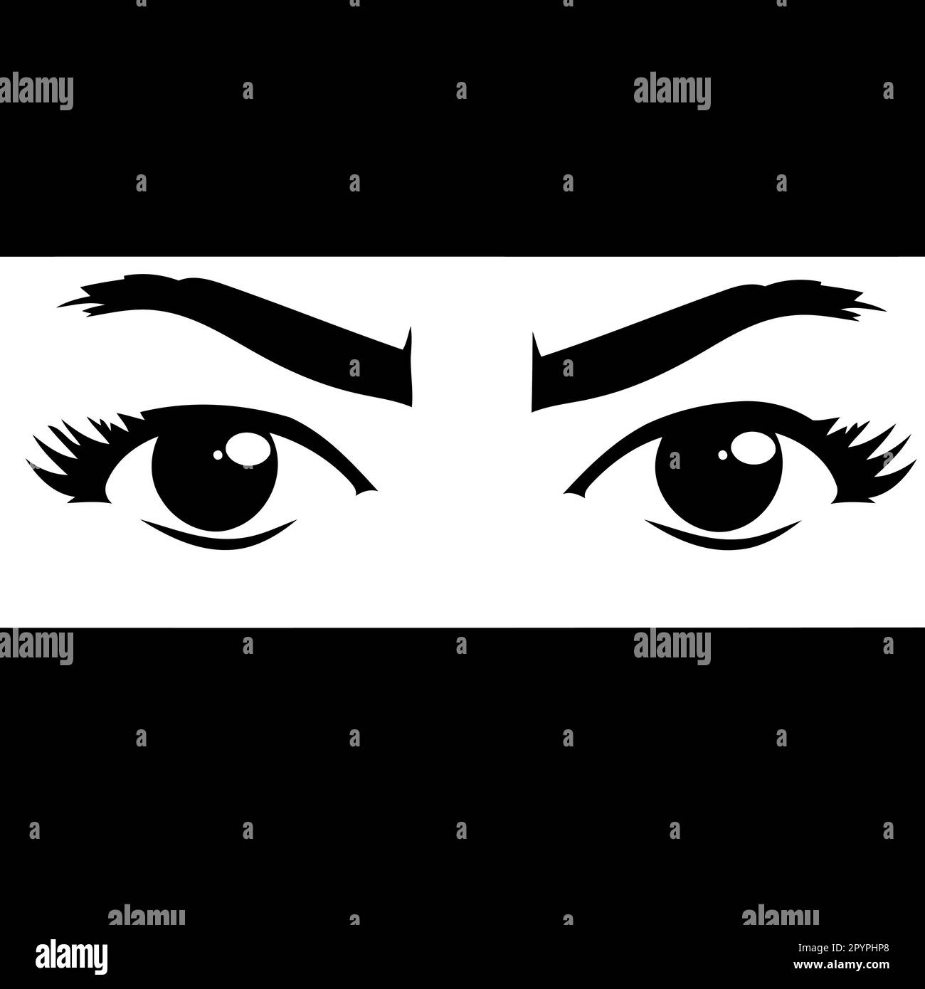 human eyes watching in black white minimalist vector illustration Stock ...