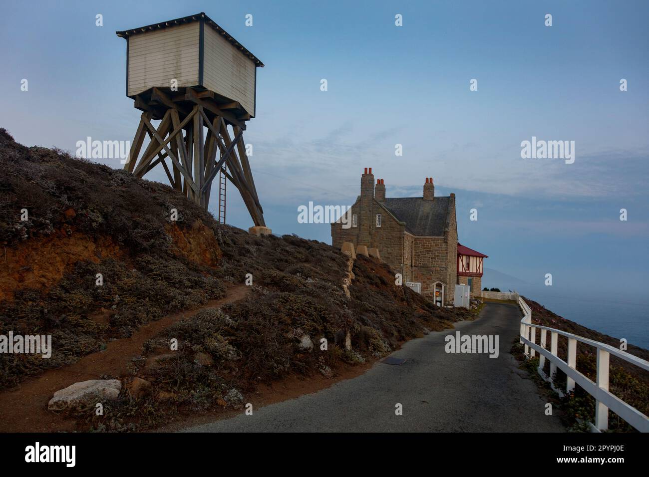 Home of liighthouse keepers at Point Sur Lighthouse along the Big Sur ...