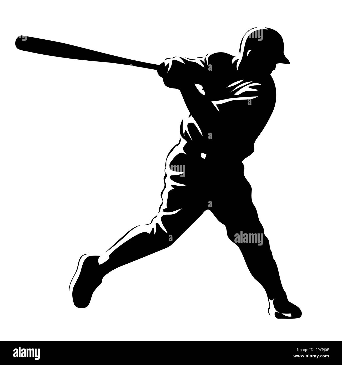 man practicing baseball batter sport minimalistic vector illustration ...