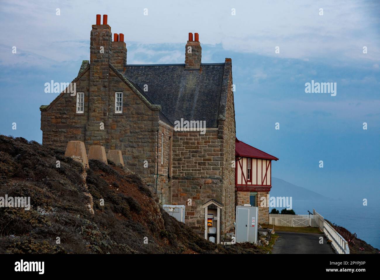 Home of liighthouse keepers at Point Sur Lighthouse along the Big Sur ...