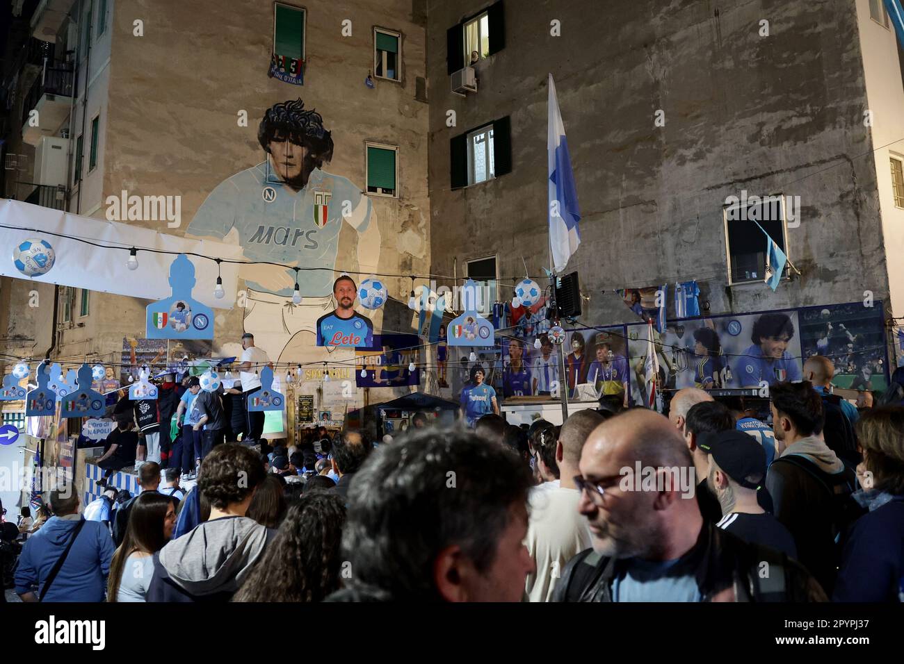 Naples, Italy. 04th May, 2023. SSC Napoli fans celebrate the victory of ...